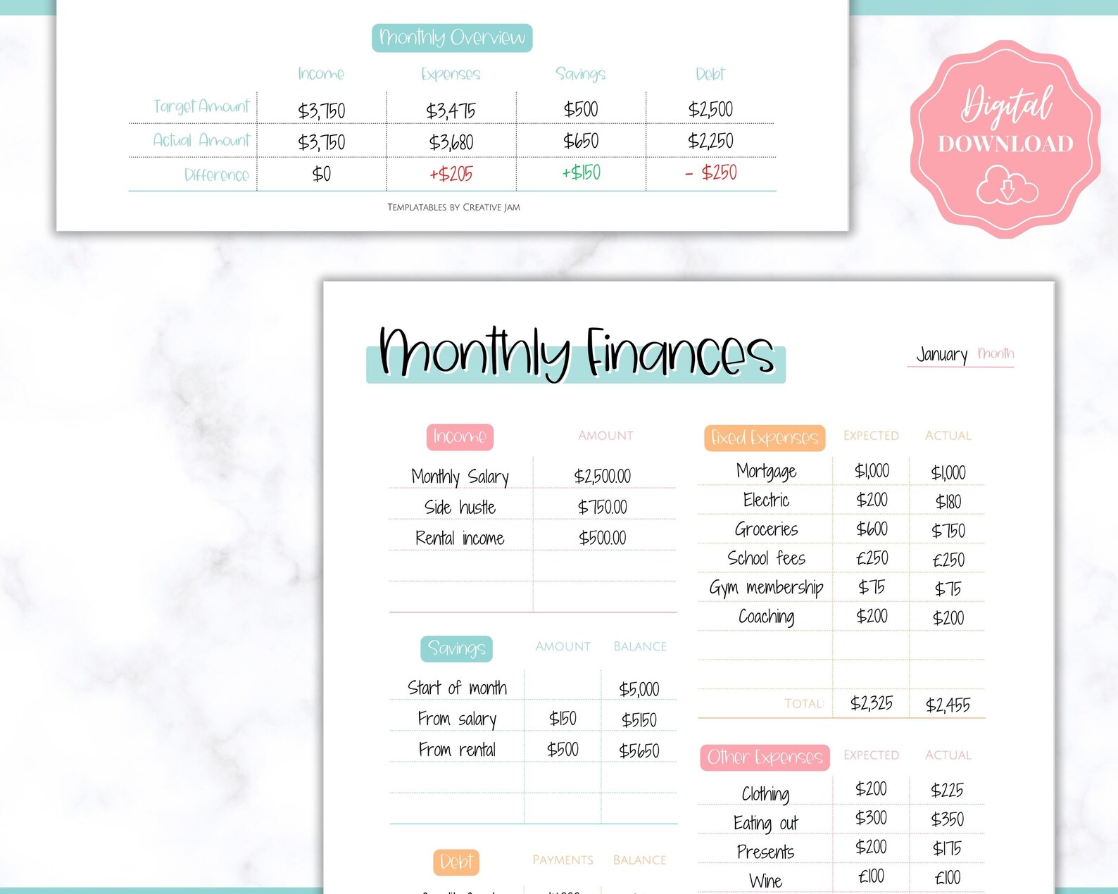 Financial Planner Printable BUNDLE Budget Template Savings - Etsy