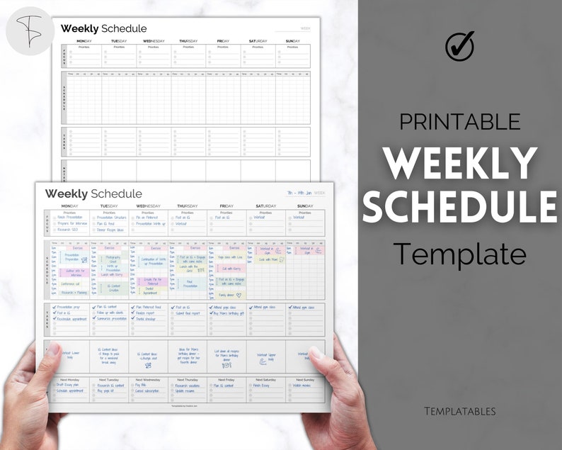 Printable Weekly Schedule to Do List Weekly Checklist PDF - Etsy
