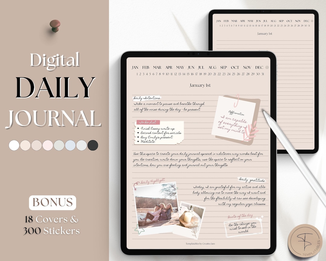 Goodnotes Journal, Digital Daily Notebook, Hyperlinked Digital Planner ...