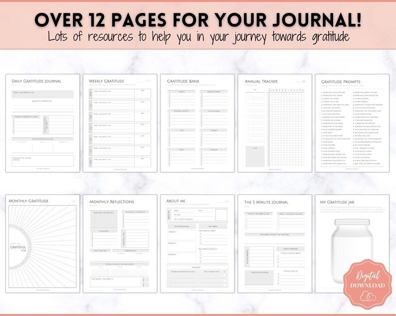 Printable Gratitude Journal BUNDLE Mindfulness Log Gratitude - Etsy