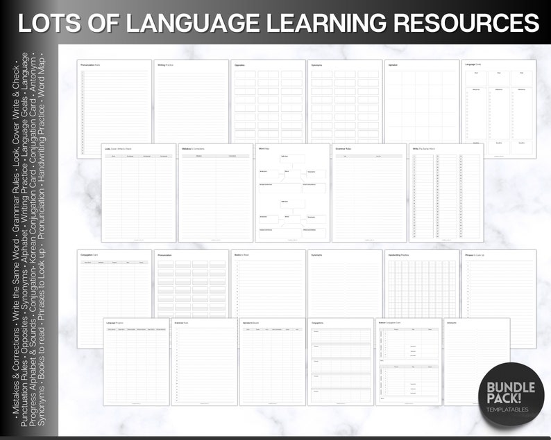 Language Learning Planner, Study Korean, Japanese, Spanish, French ...
