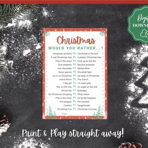 Christmas Party Game. Holiday Games Printable, Would You Rather ...