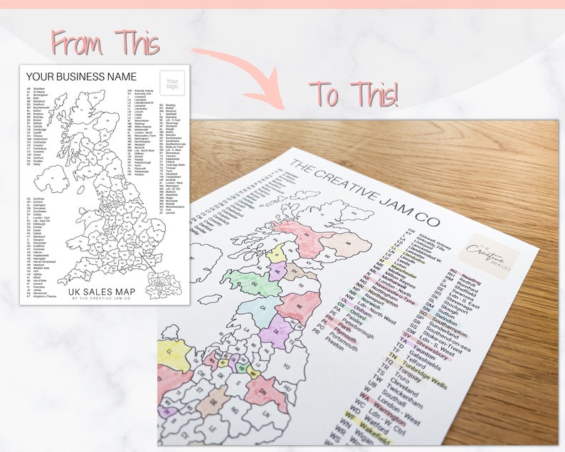 EDITABLE UK Postcode Sales Map Business Colour in Map Etsy - Etsy UK