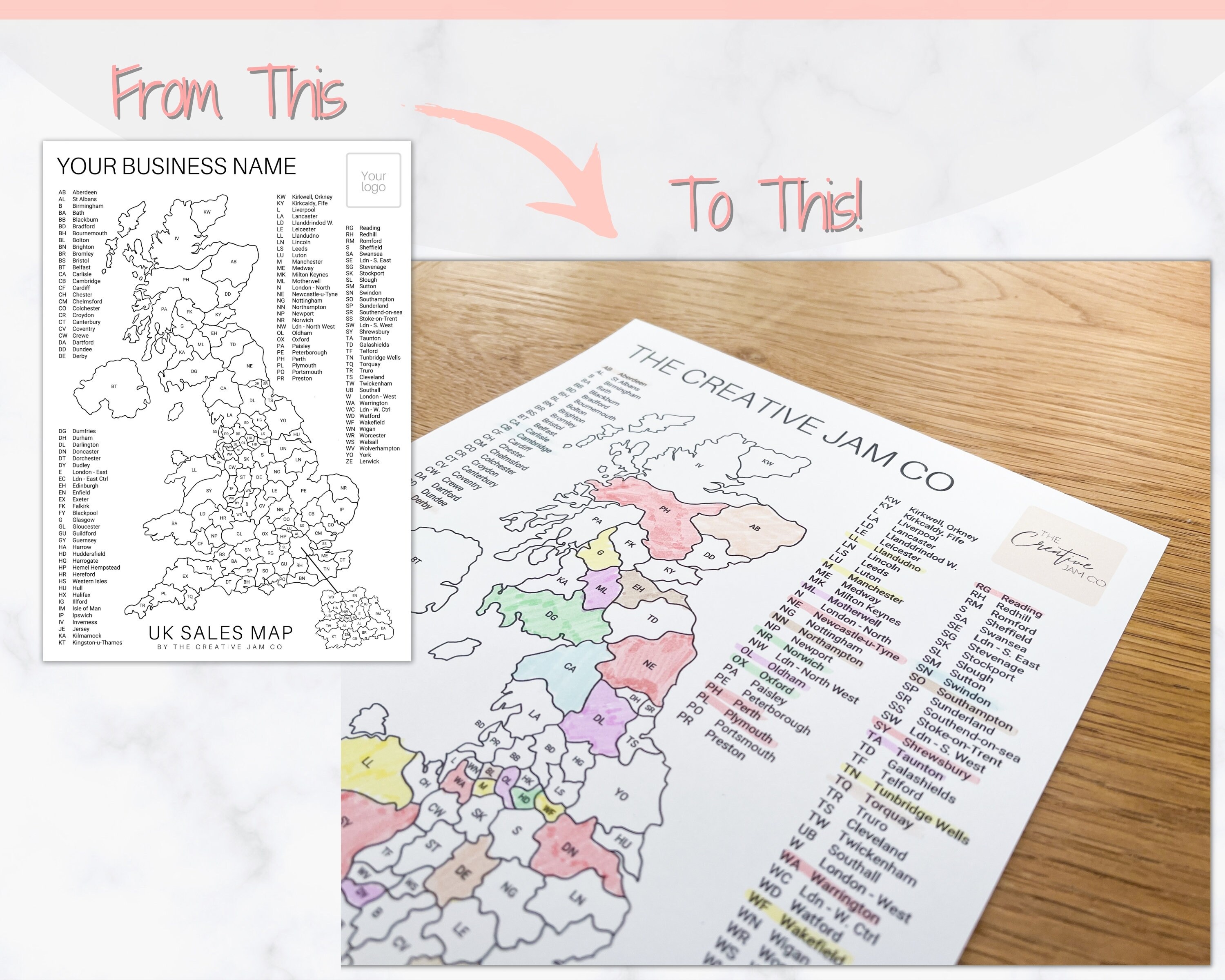 EDITABLE UK Postcode Sales Map Business Colour in Map Etsy - Etsy UK