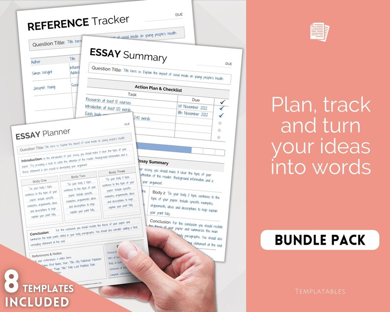 Essay Planner Printable BUNDLE for Students Essay Writing - Etsy
