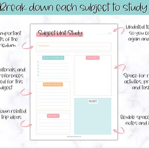 Unit Study Planner, Printable Homeschool Planner Template, Home School ...