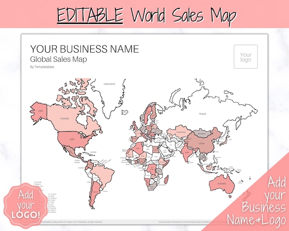 EDITABLE GLOBAL Sales Map Etsy World Sales Tracker Business - Etsy