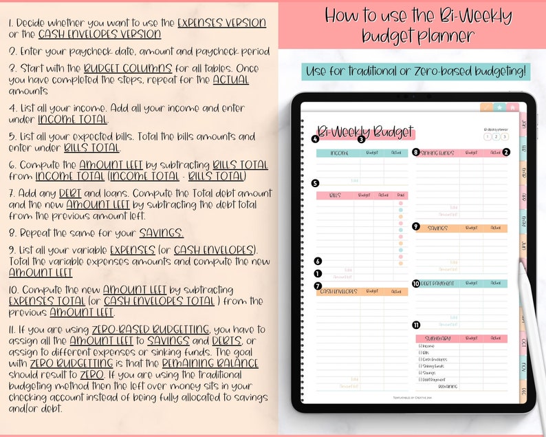 Digital Biweekly Budget Planner, DIGITAL Planner, Budget by Paycheck ...