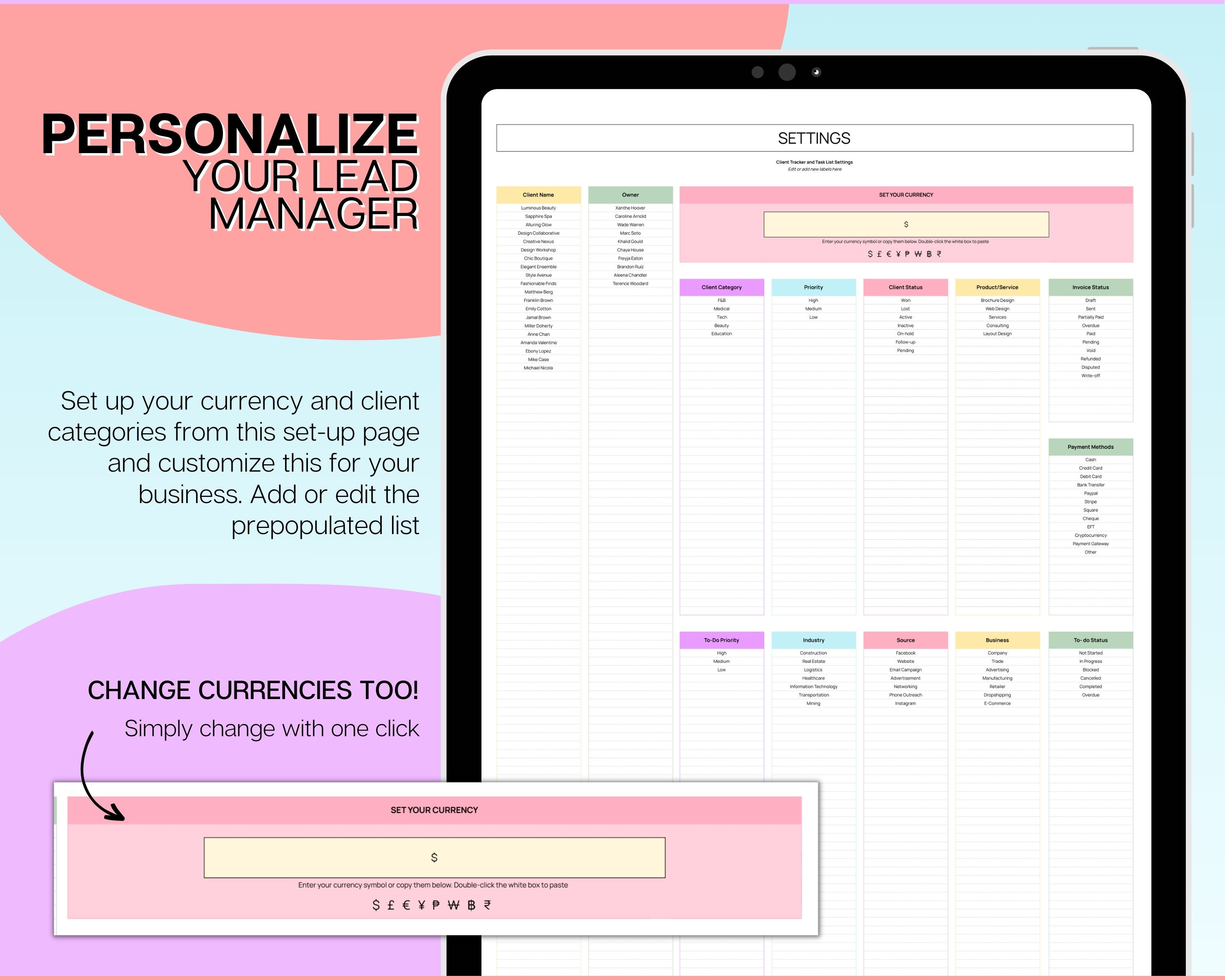 Lead Tracker Spreadsheet, CRM Client Tracker, Small Business Owner ...