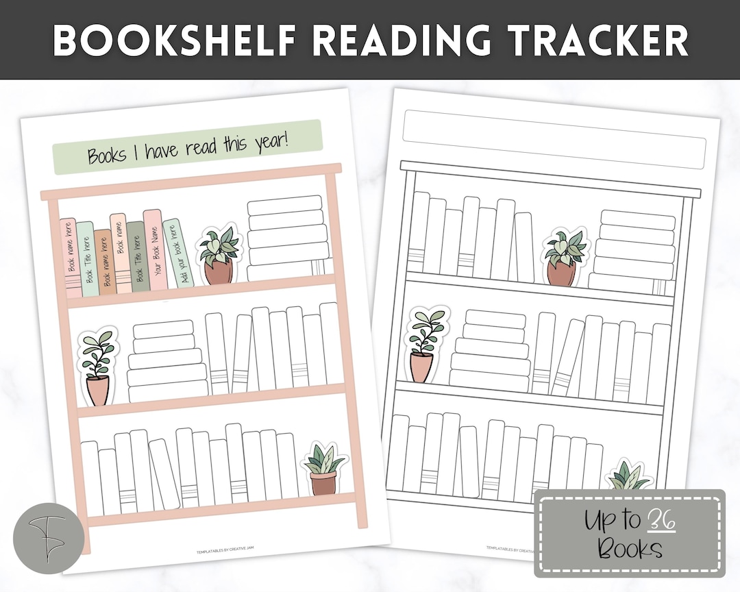 Book Tracker Printable, Bookshelf Reading Poster, Reading Tracker ...