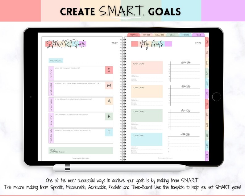 UNDATED Digital Planner Digital GOAL Planner Goals Tracker - Etsy
