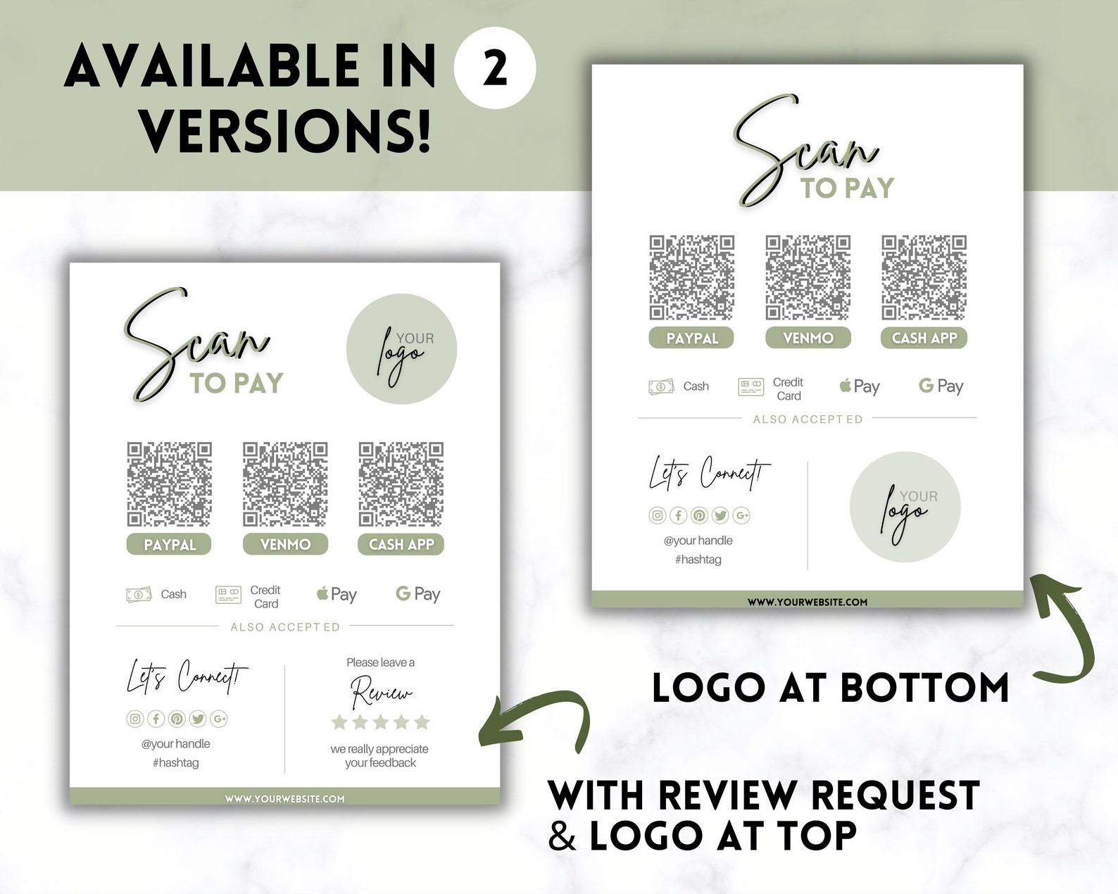 Scan to Pay Sign Editable Template QR Code Payment Sign - Etsy