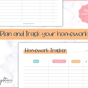 Homework Tracker, Homework Planner Printable, Assignment Planner ...