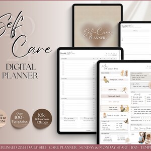 2024 Self Care Planner, Digital Planner, Self Care Journal, Wellness ...