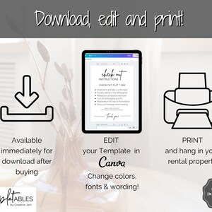 Airbnb Check Out Sign! Editable Checklist Template, House Rules, Airbnb ...