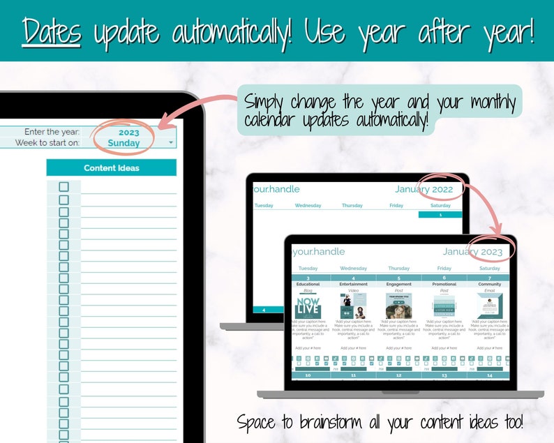Editable Content Calendar, Google Sheets Spreadsheet, Social Media ...