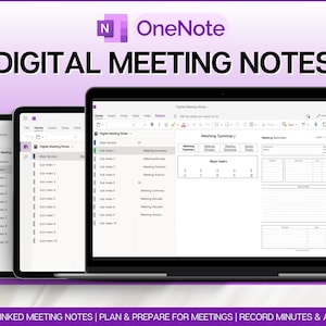 Onenote Meeting Notes Template, Editable Meeting Minutes, Digital ...
