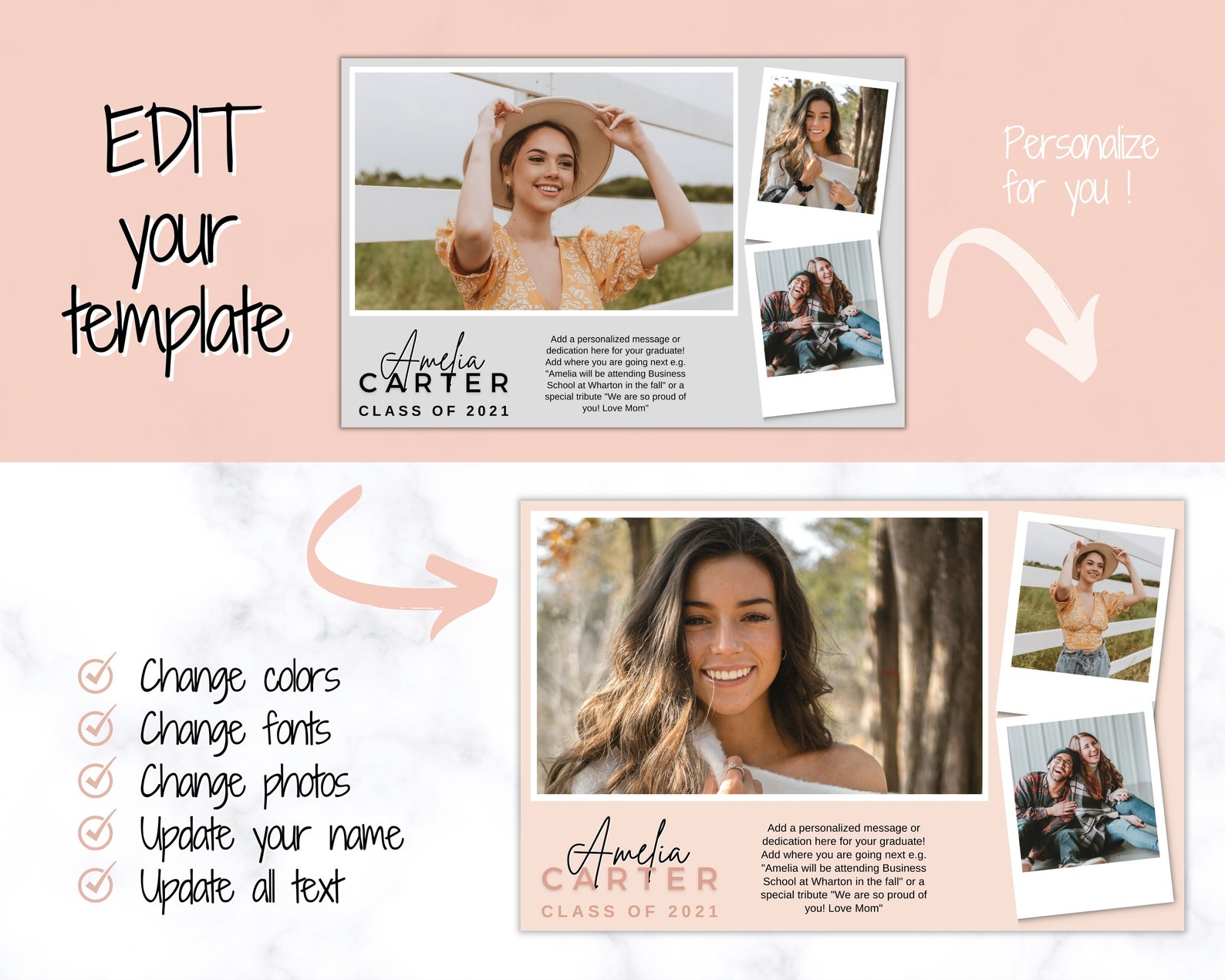 HALF Page Yearbook AD Template Senior High School Etsy