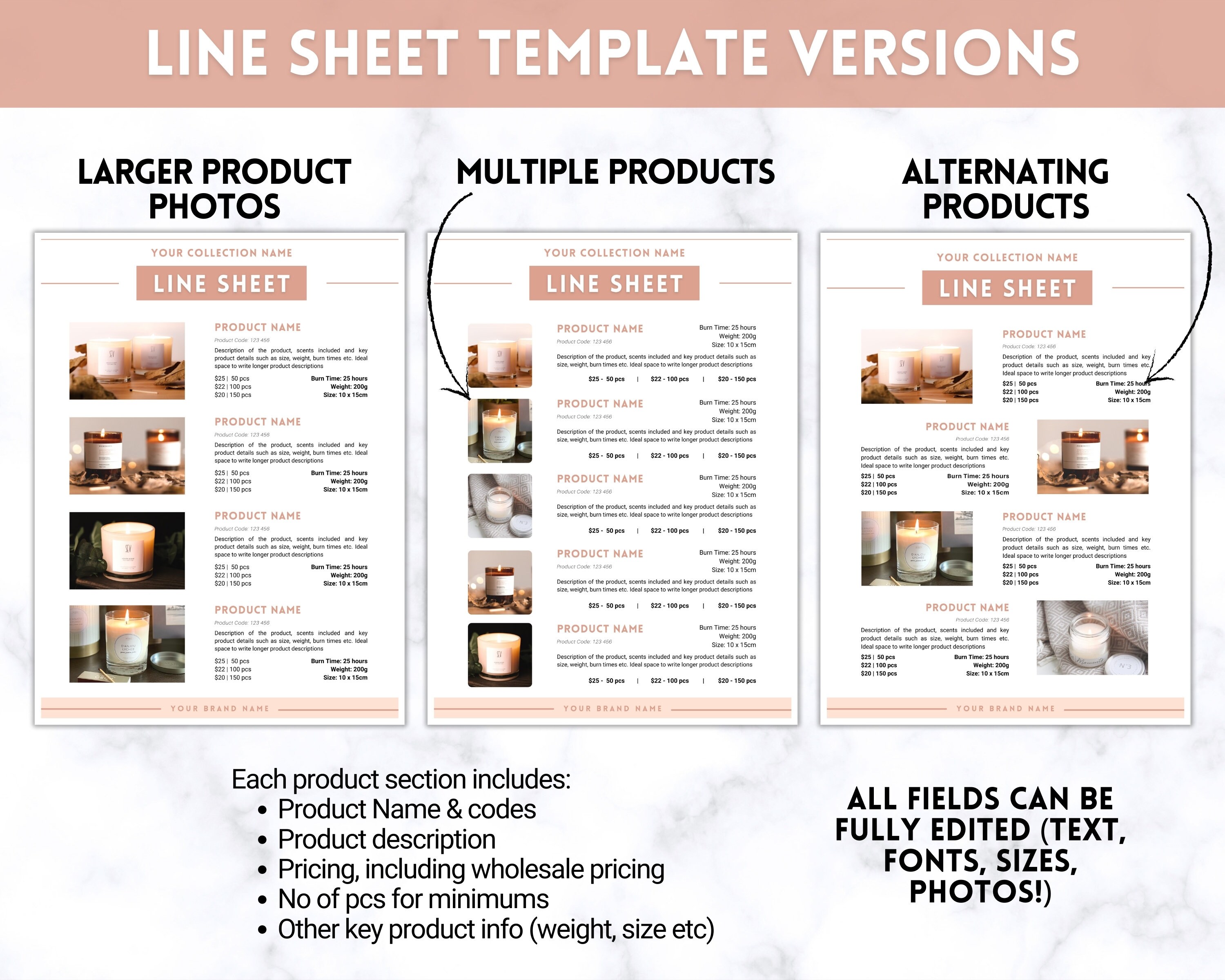 35 Editable Line Sheet Templates Wholesale Catalog Pricing & | Etsy