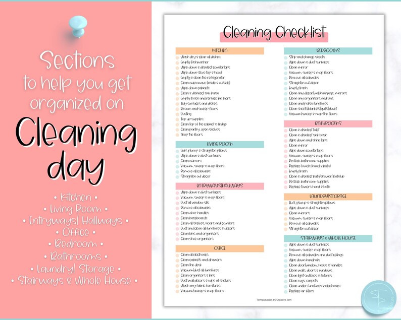 Master Cleaning Checklist Printable Cleaning Planner - Etsy