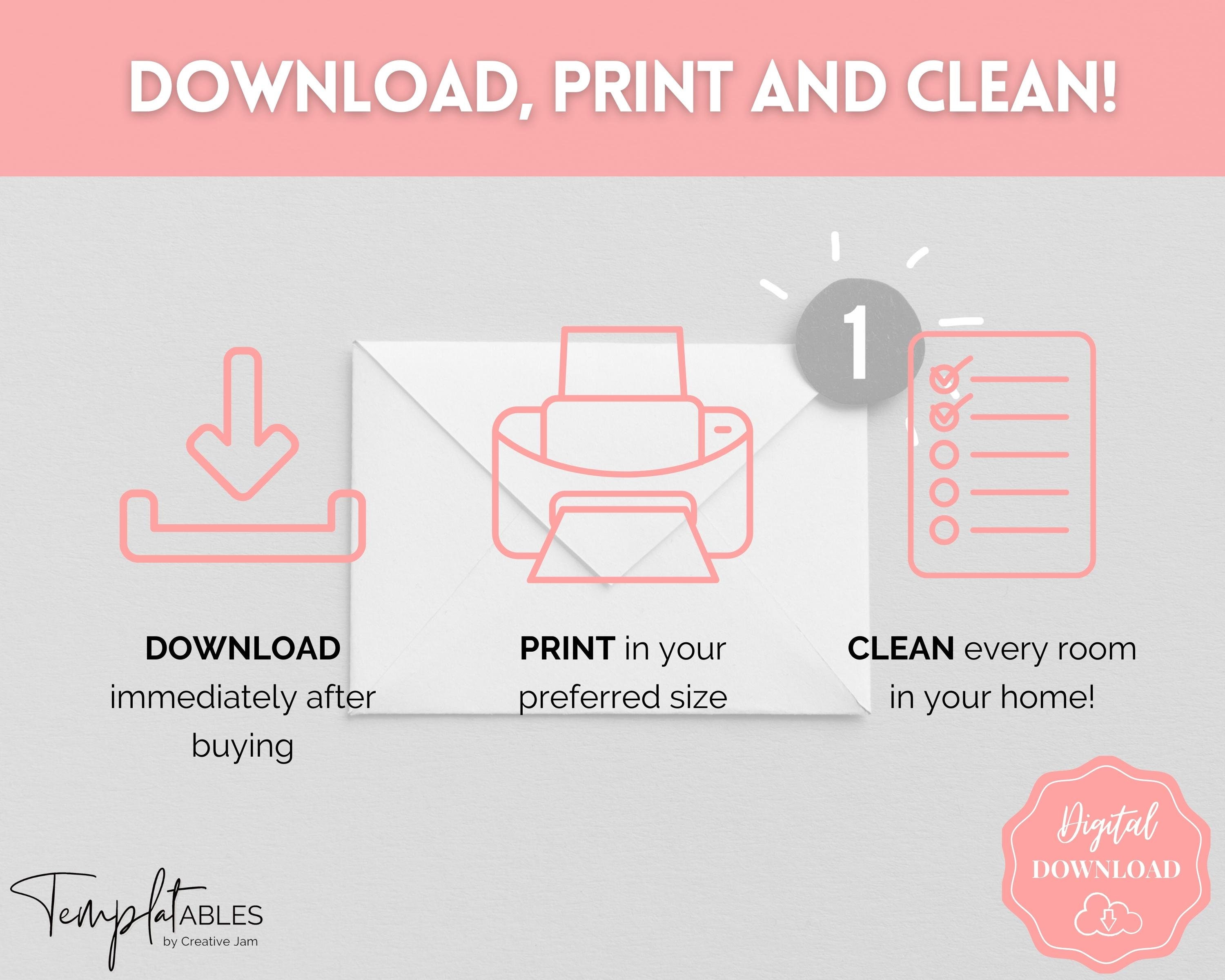 Printable Cleaning Cards Room by Room Cleaning Checklist - Etsy UK