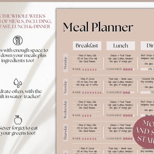 Boho Meal Planner Printable BUNDLE, Weekly Food Diary, Meal Tracker ...