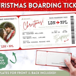 EDITABLE Boarding Ticket Template, CHRISTMAS Surprise, Xmas Boarding ...
