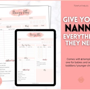 Nanny Notes Template, Nanny Schedule & Report for Baby, Babysitter Info ...