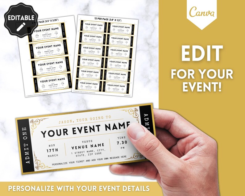 Event Ticket Template EDITABLE DIY Event Printable Surprise - Etsy UK