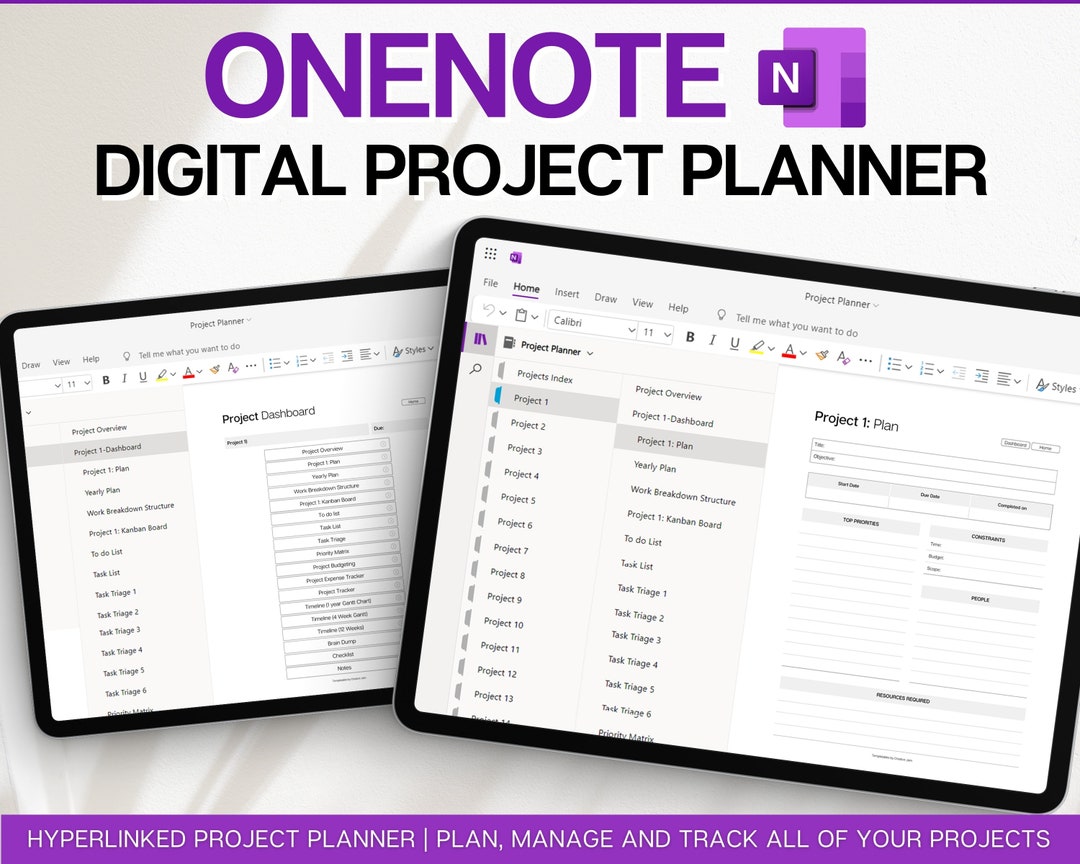 Onenote Planner! Project Planner, Project Tracker, Project Management ...