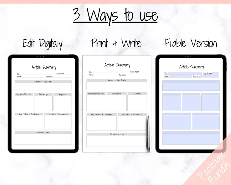 Article Summary Sheet Student Planner Student Printable | Etsy