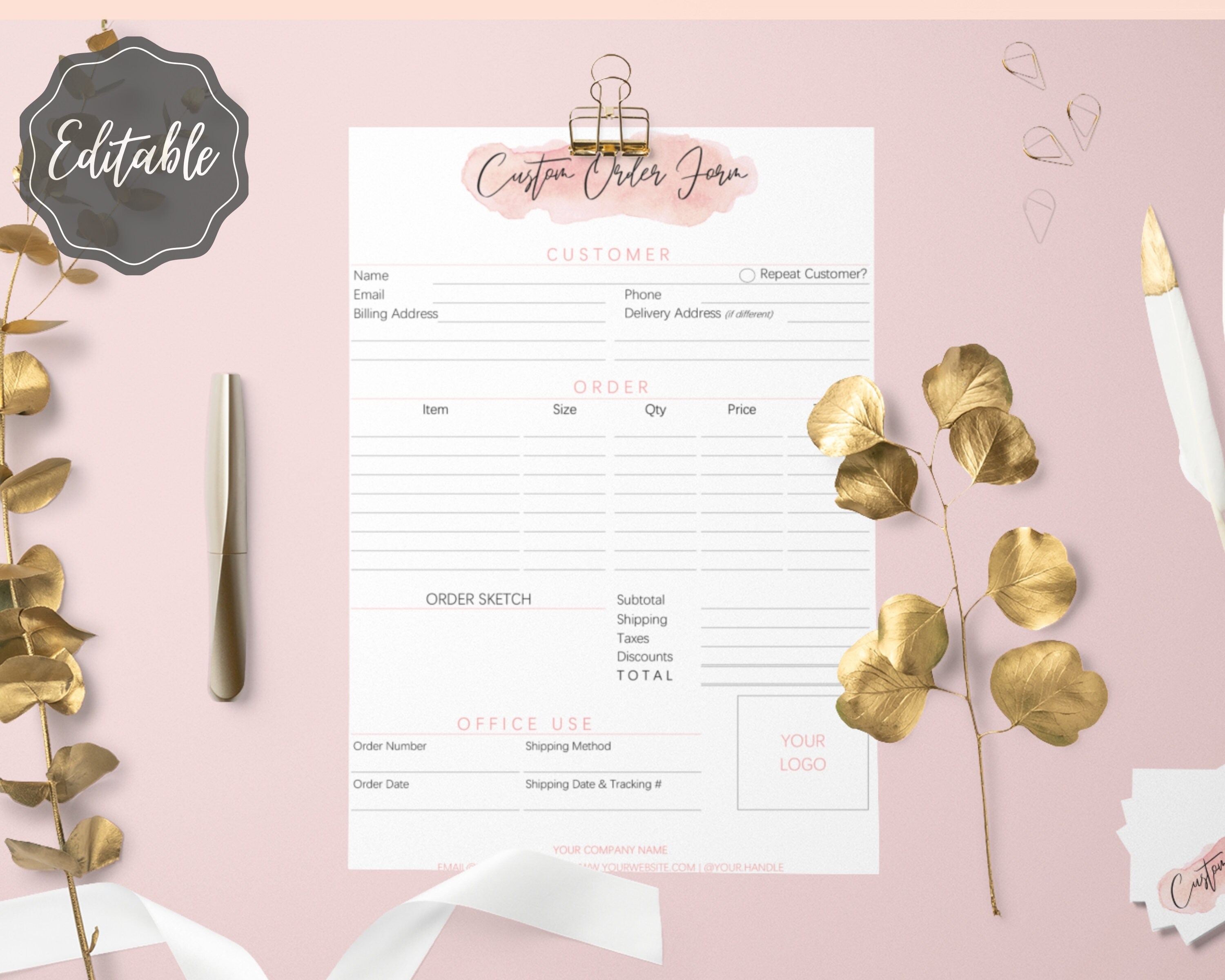 Custom ORDER FORM Template EDITABLE Crafters Invoice Receipt - Etsy UK