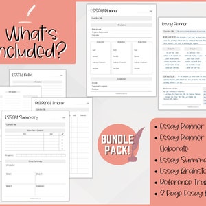 Essay Planner Printable BUNDLE for Students, Essay Writing Template ...