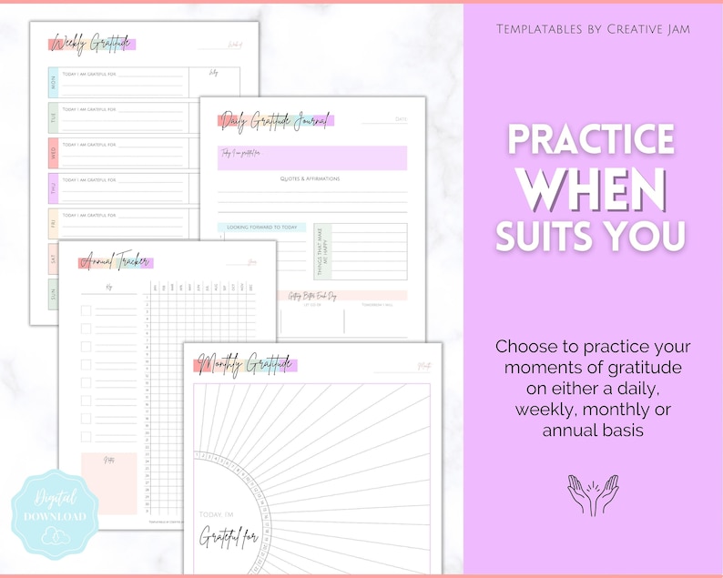 Gratitude Journal Printable BUNDLE! Mindfulness Log, Gratitude Template ...