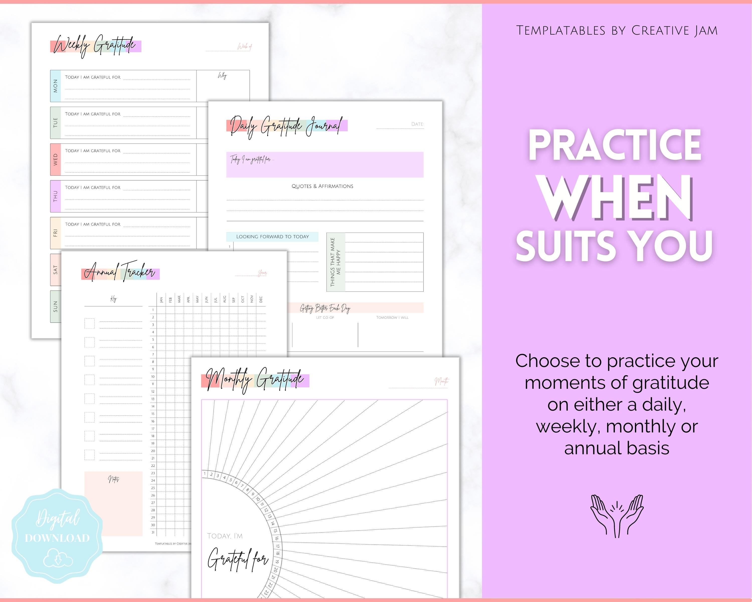 Gratitude Journal Printable BUNDLE! Mindfulness Log, Gratitude Template ...