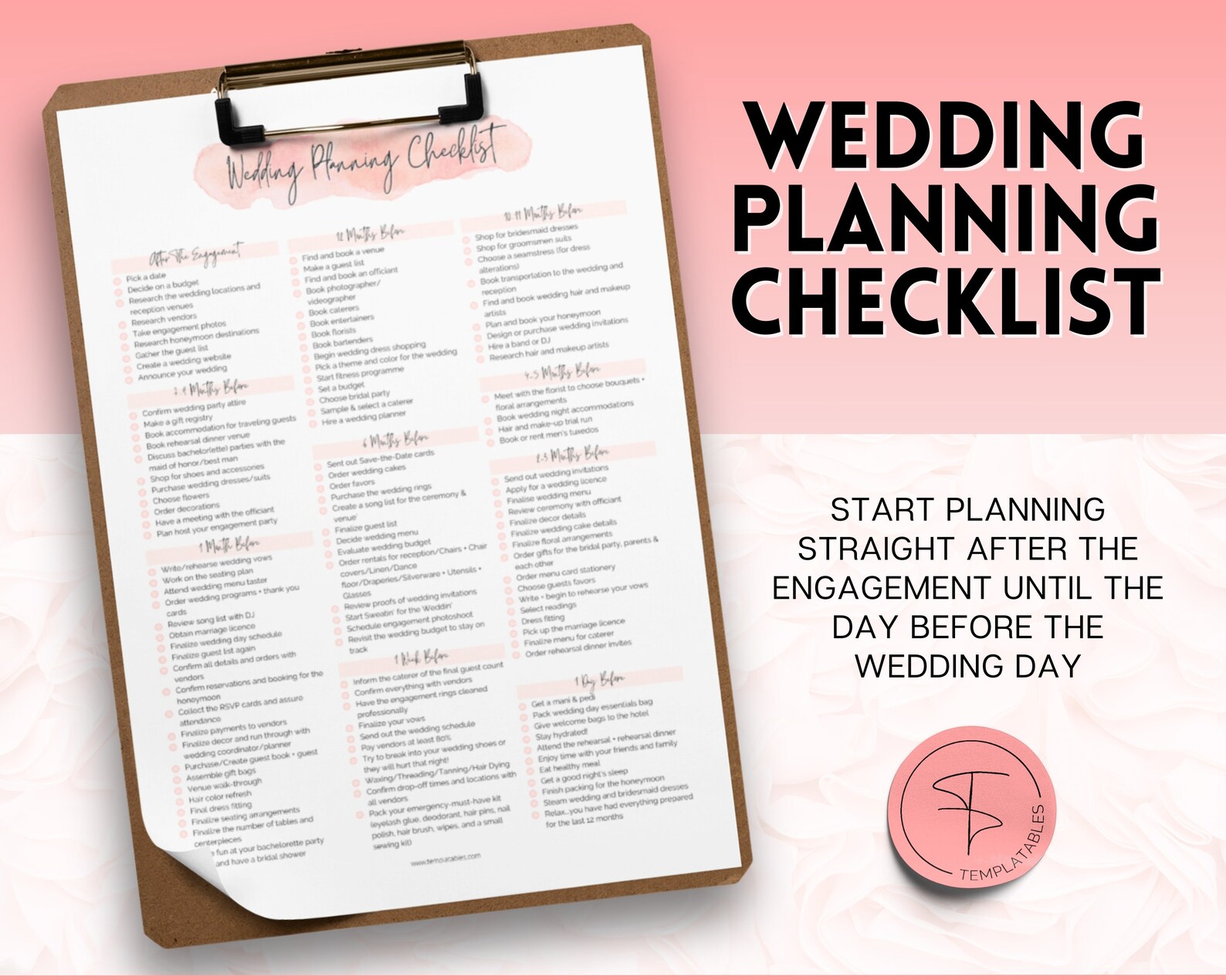 Wedding Timeline, Wedding Checklist, Wedding Countdown, Wedding Planner ...