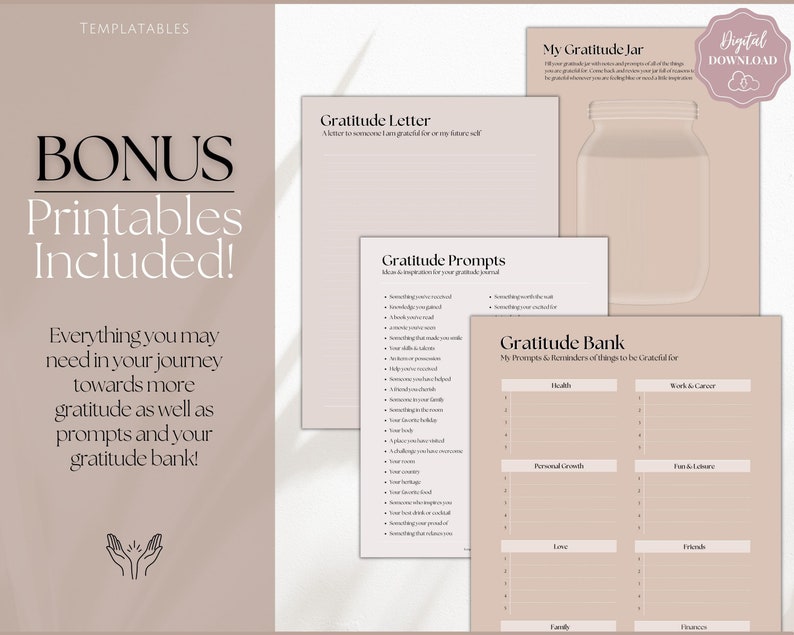 Gratitude Journal Printable BUNDLE Mindfulness Log Gratitude - Etsy