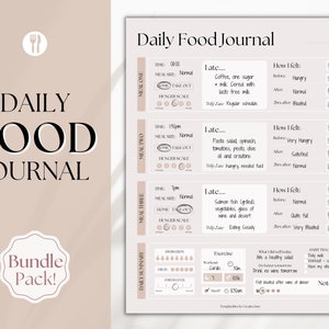 Daily Food Diary Printable, Colorful Food Journal, Diet & Nutrition Log ...