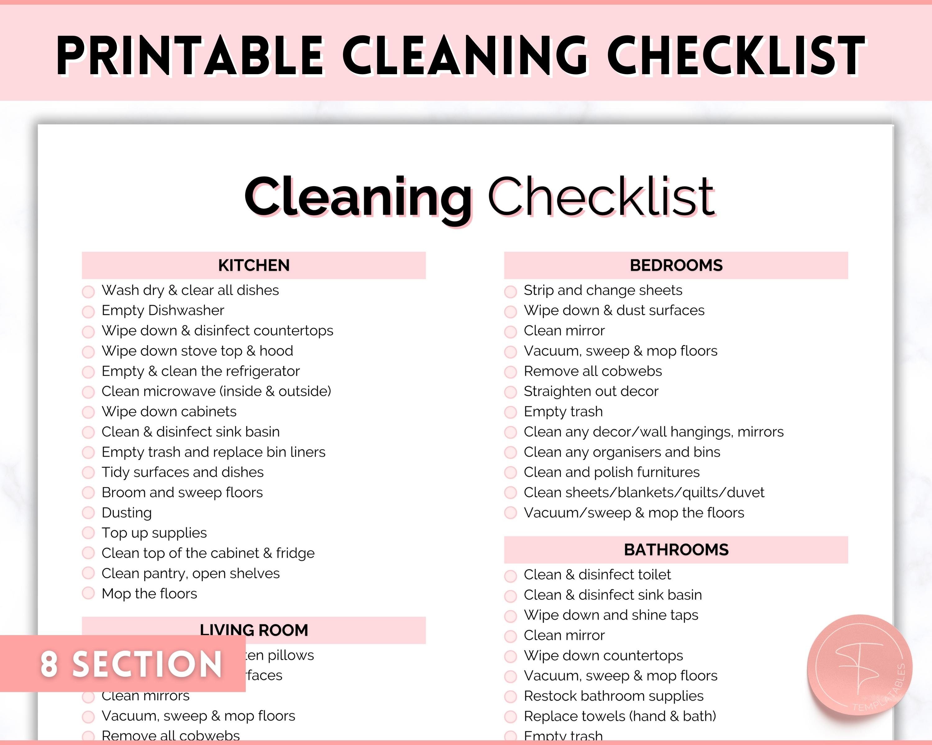 Master Cleaning Checklist Printable Cleaning Planner - Etsy UK