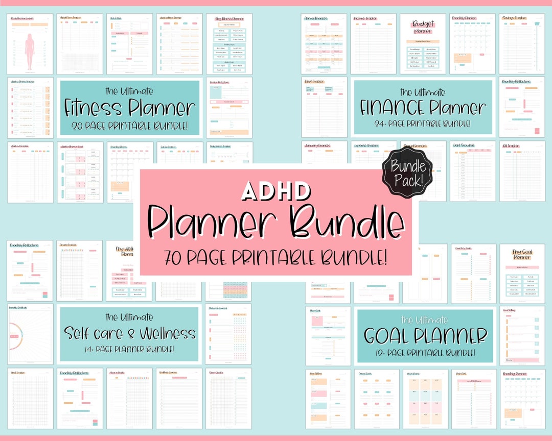 75+ Pg ADHD Planner Bundle, Printable ADHD Life Planner, ADHD Symptom ...