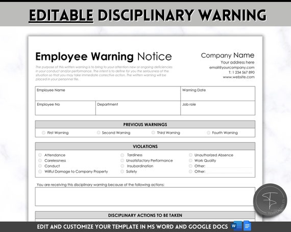 Employee Warning Notice Pdf Warning Letter Employee | PDF