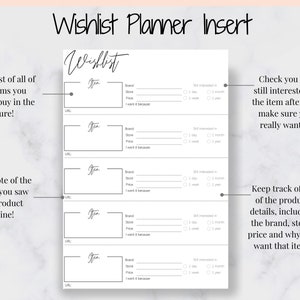 Wishlist Printable Tracker Template Insert. Christmas, Birthday ...