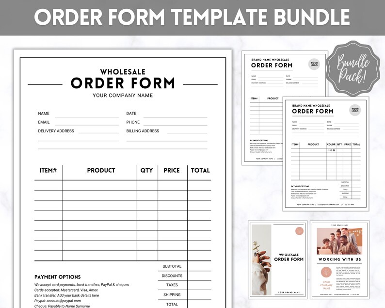Wholesale Order Form Template Editable Canva Template - Etsy
