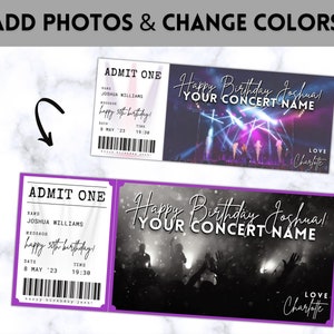 BIRTHDAY Concert Ticket Template, EDITABLE Surprise Getaway Gift ...