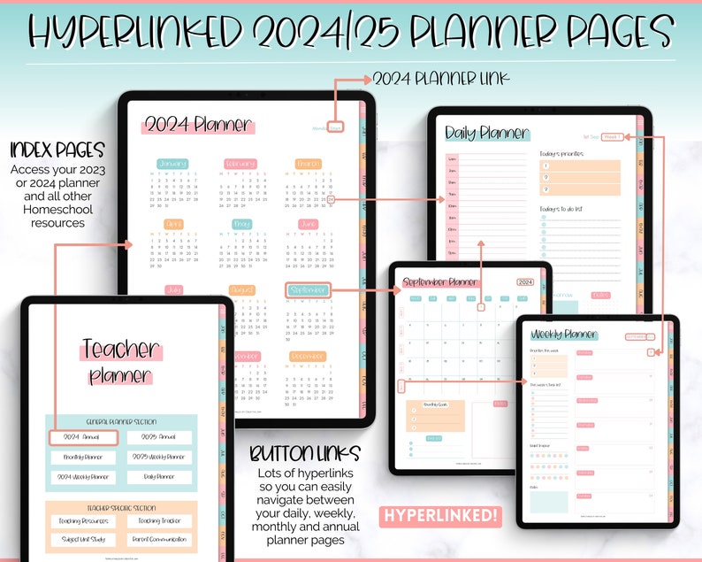 Teacher Planner, Digital 2024 & 2025 Academic Planner, Lesson Plan ...