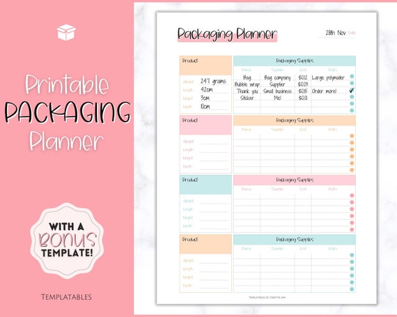 Packaging Planner Template Small Business Plan Packaging - Etsy