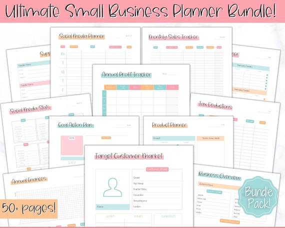 50 Business Planner Printables Small Business Planner BUNDLE - Etsy
