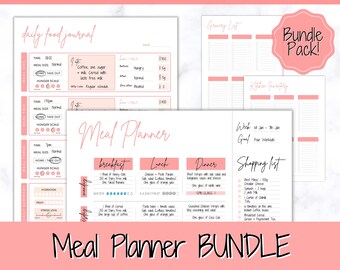 Meal Planner Bundle, BOHO Weekly Food Diary, Meal Tracker Printable ...