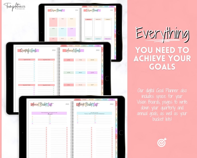 UNDATED Digital Planner Digital GOAL Planner Goals Tracker - Etsy