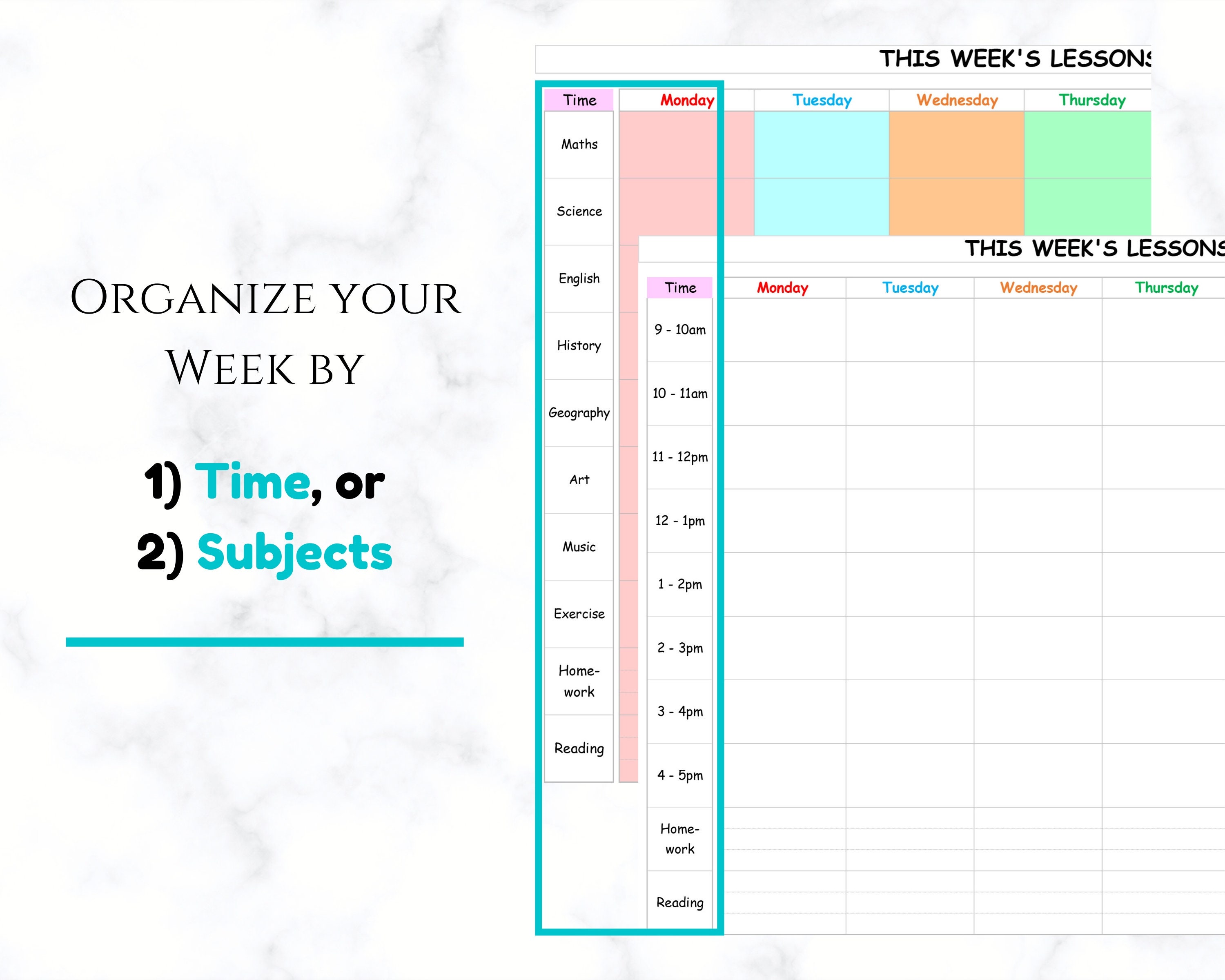 EDITABLE Weekly Homeschool LESSON PLANNER Home Schooling - Etsy